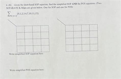 Solved 4 8 Given The Short Hand SOP Equation Find The Chegg Com