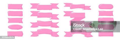 Collection Of Horizontal Textboxes Ribbon Banners The Windows Are Pink