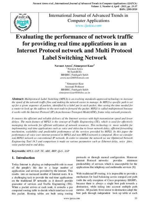 Pdf Evaluating The Performance Of Network Traffic For Providing Real