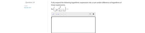 Solved Fully Expand The Following Logarithmic Expression Chegg Com