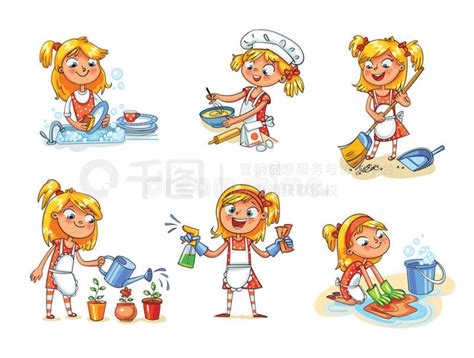 家务高清图片 小女孩做家务的卡通插画 小女孩做家务的卡通插画图片免费下载 5122801302 千图网pro