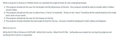 solved write a program in octave or matlab which can