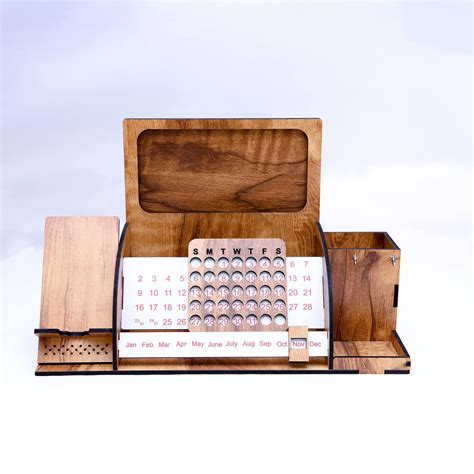 Vpllex Wooden Desk Calendar Wooden Desk Calendar With Mobile Stand Forever Never Ending