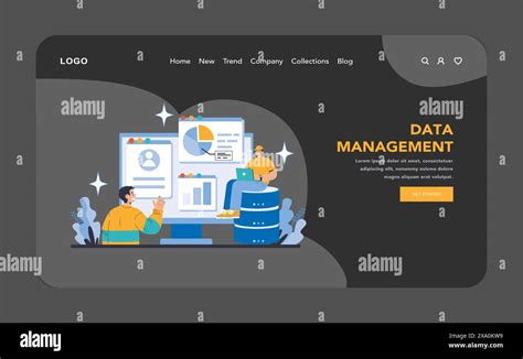 Data Management Night Or Dark Mode Web Or Landing Page Efficient Organization And Analysis Of