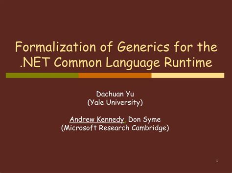 Ppt Formalization Of Generics For The Net Common Language Runtime Powerpoint Presentation