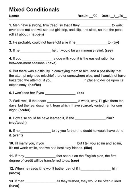 Mixed Conditionals Exercises Pdf Worksheet 98 Practice English