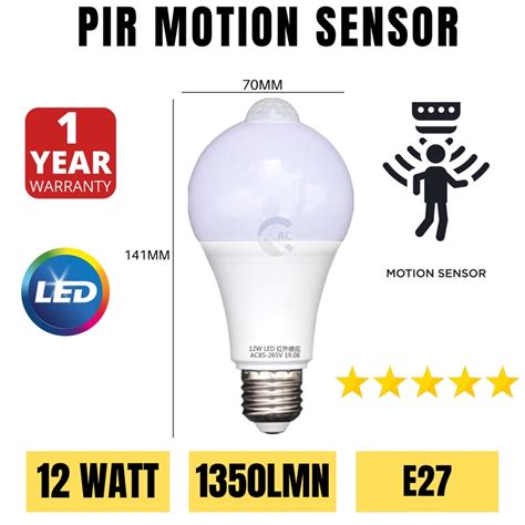 Watt Led Sensor Bulb Pir Motion Sensor Led Bulb Lampu Sensor Shopee Malaysia