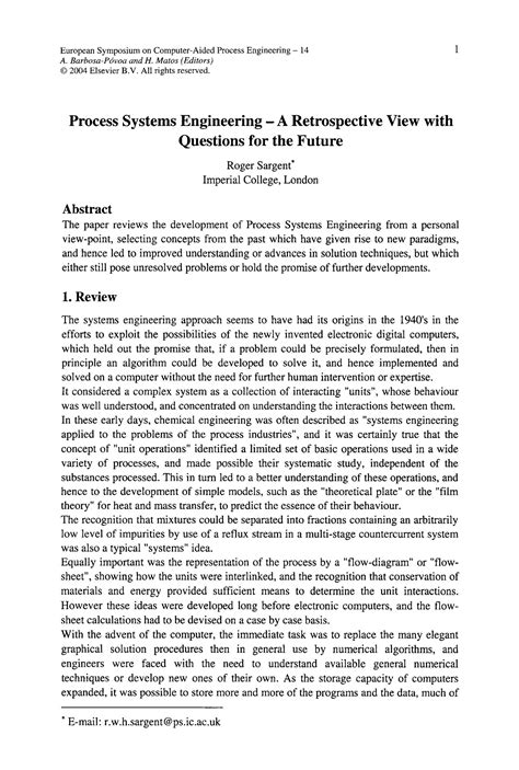 Solution Computer Aided Chemical Engineering Sargent Roger Computer