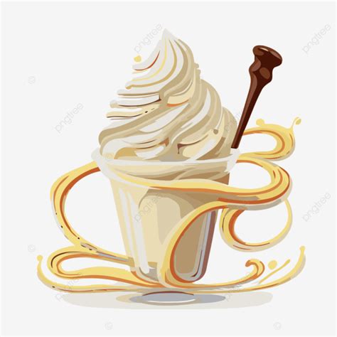 휘핑 크림 벡터 숟가락 만화를 얹은 소용돌이 모양의 휘핑 크림 모양의 스티커 클립 아트 아이스크림 일러스트 상표 클립 아트 Png 일러스트 및 벡터 에 대한 무료