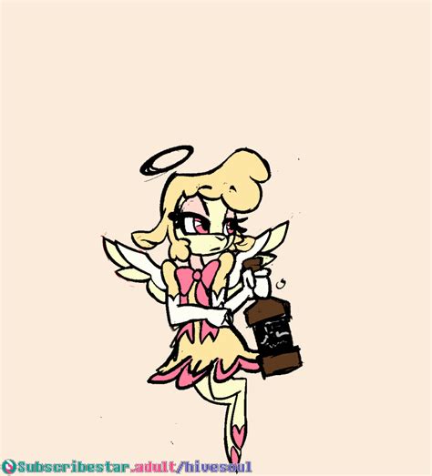 Rule 34 Alcohol Angel Animated Annoyed Anthro Beverage Blush Bottle Bottomwear Bovid Bow