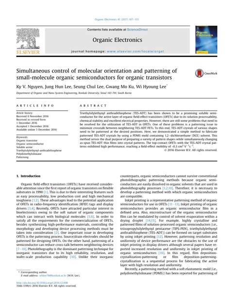 2 - Nguyen - OrgElec2016 - Simultaneous Control of Molecular Orientation Organic Transistors ...