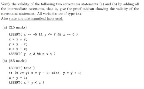Solved Verify The Validity Of The Following Two Correctness