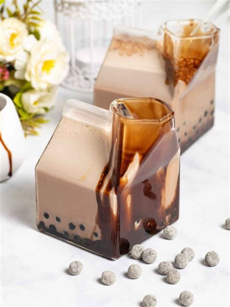 Homemade Chocolate Boba Tea Recipe Chocolate Milk Tea Sugaryums