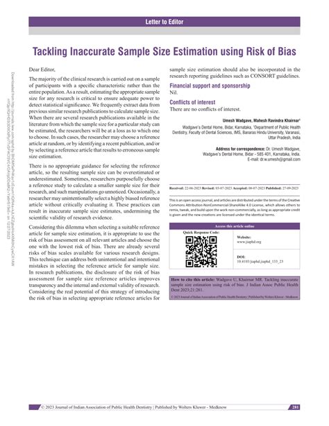 Pdf Tackling Inaccurate Sample Size Estimation Using Risk Of Bias