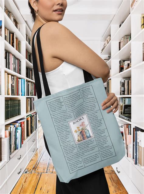 Bookish Quotes Tote Bag 16x16 Book Club Bag Cute Library Tote