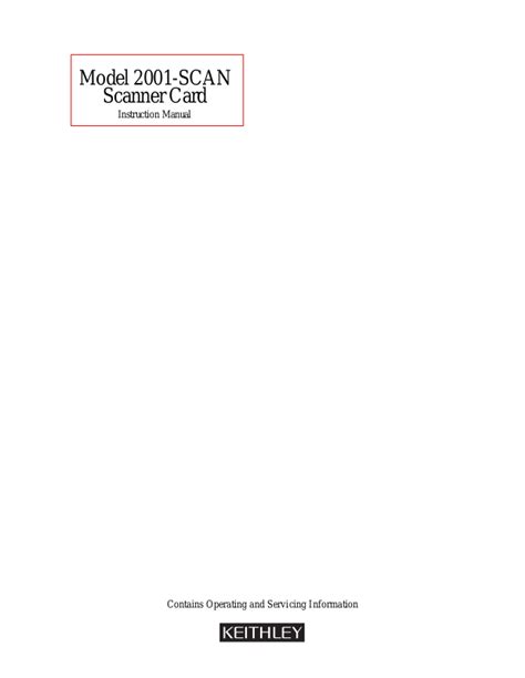 Keithley 2001 Scan Service Manual