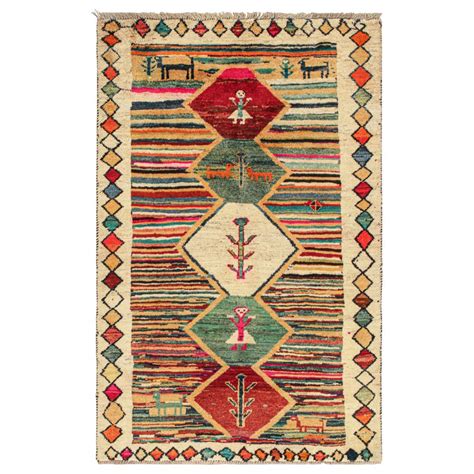 Vintage Persian Tribal Rug In Vibrant Colors With Pictorial By Rug And