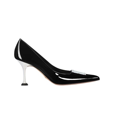 W 디올 라 파리지앵 디올 펌프 블랙 페이턴트 카프스킨 Dior Kream