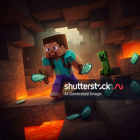 Outdoor Photo Minecraft Survival Steve Mining Ai Generated Image