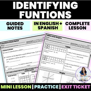 Identifying Functions Ordered Pairs Tables Graphs Algebra Guided Notes Practice
