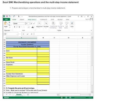Multi Step Income Statement Excel