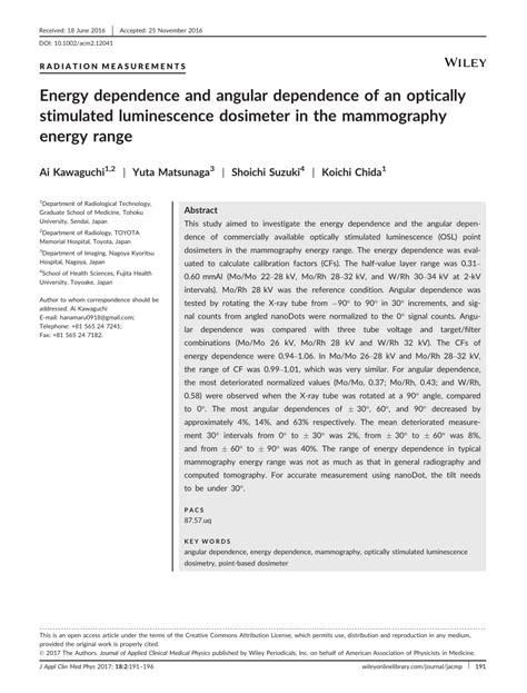 pdf energy dependence and angular dependence of an optically