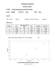 Chemical Kinetics Lab CHEMICAL KINETICS REPORT SHEET NAME DATE Chris Ann Alexander And