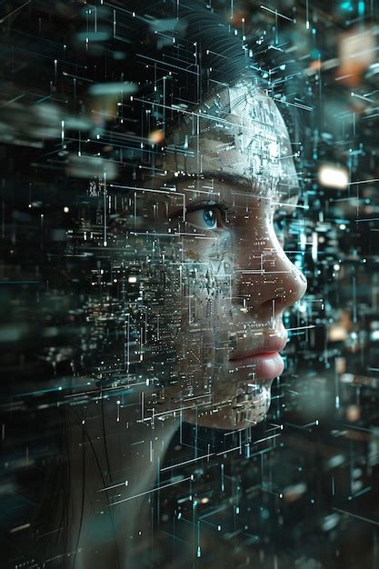 Premium Photo 3d Representation Of A Woman Emerging From A Digital Matrix