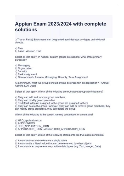 Appian Exam With Complete Solutions Appian Stuvia Uk