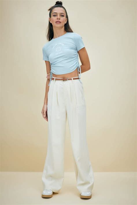 بيج فاتح حريمي بنطلون وايد ليج طويل 2775778 Defacto