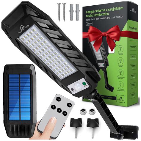 Lampa Solarna Ogrodowa ZewnĘtrzna Led Uliczna Z Czujnikiem Ruchu Zmierzchu 5905908344346