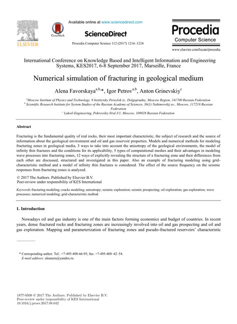 Pdf Numerical Simulation Of Fracturing In Geological Medium