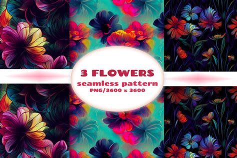 Seamless Patterns With Flowers Graphic By DigitalArtMary Creative Fabrica
