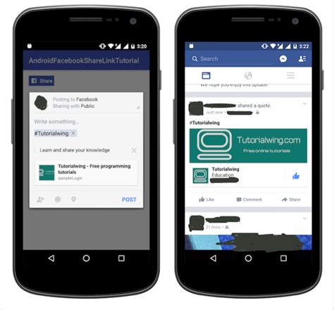 Share Link Using Latest Android Facebook Sdk Tutorialwing
