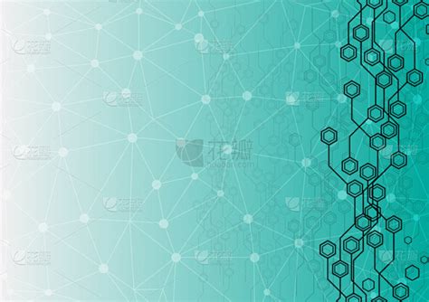 抽象的电路六角网格上的蓝色背景