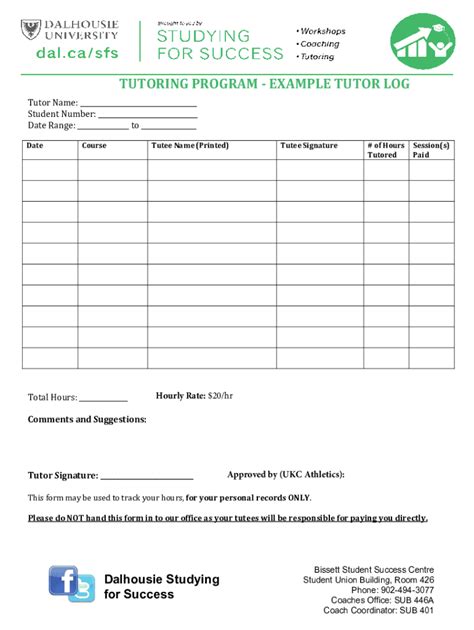 Fillable Online Tutoring Program Example Tutor Log Fax Email Print Pdffiller
