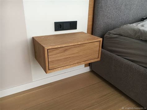 Подвесная дубовая тумба с ящиком