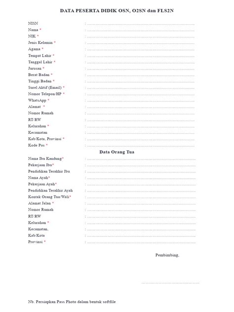 Formulir Data Peserta Didik Pdf
