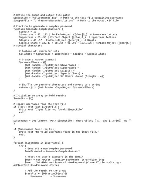 Password Reset Scriptps1 Pdf Password Letter Case