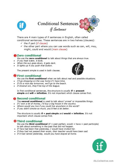 4 Types Of Conditional Sentences With Exles Pdf
