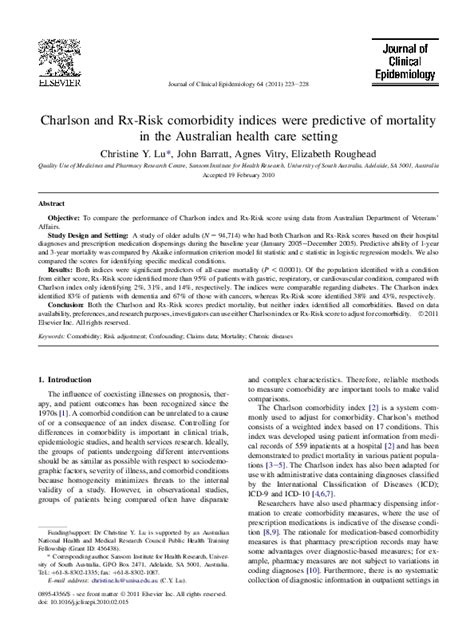 Pdf Charlson And Rx Risk Comorbidity Indices Were Predictive Of