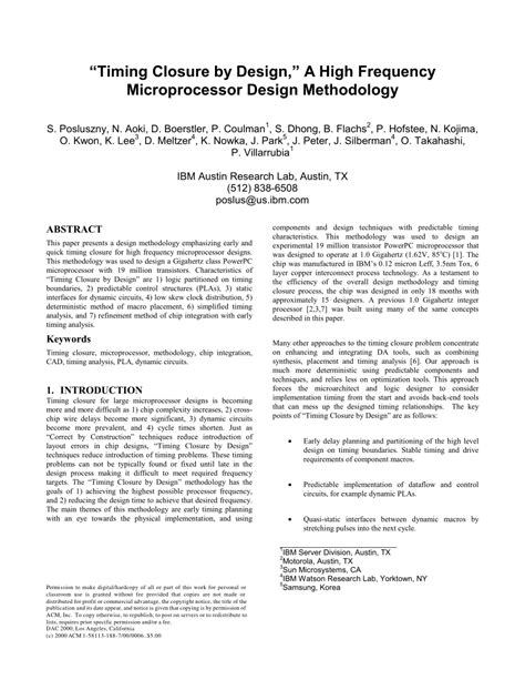 Pdf Timing Closure By Design A High Frequency Microprocessor