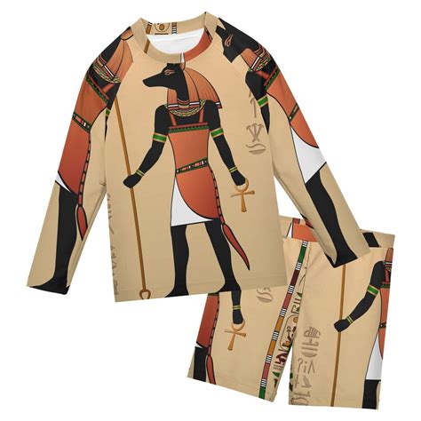 이집트 소년 래쉬가드 세트 래쉬가드 및 트렁크 수영복 세트 수영복