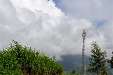 Base Transceiver Station Bts With Antenna Isolated On Blue Sky Background Stock Image Image