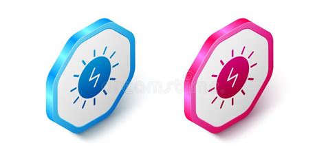 Isometric Solar Energy Panel Icon Isolated On White Background Sun
