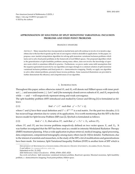 Pdf Approximation Of Solutions Of Split Monotone Variational