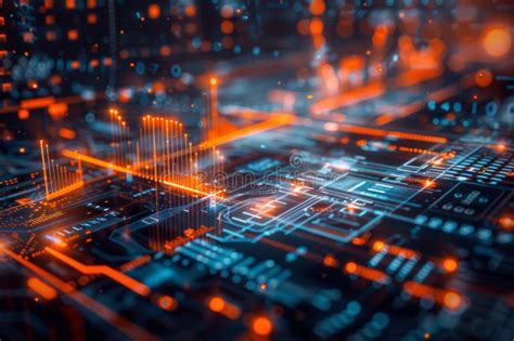 Abstract Digital Interface With Ai Data Processing And Analysis Stock