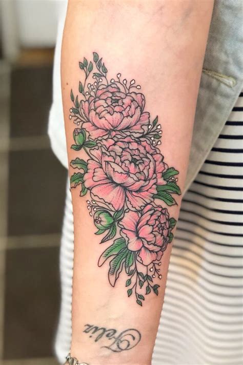 Тату пионы Тату на руке Тату цветы пионы для девушек Цветная тату