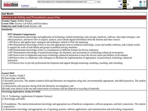 Science Lab Safety Procedures Lesson Plan For 8th Grade Lesson Planet