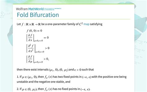 Fold Bifurcation From Wolfram Mathworld